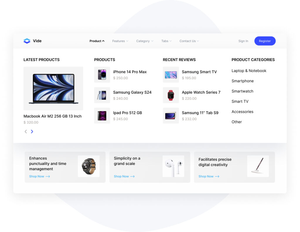 Mega Menu – WEBSPAD